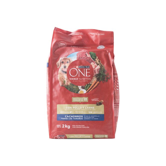 🛒 Alimento para perro cahorros sabor carne y pollo One 2 kilos ...